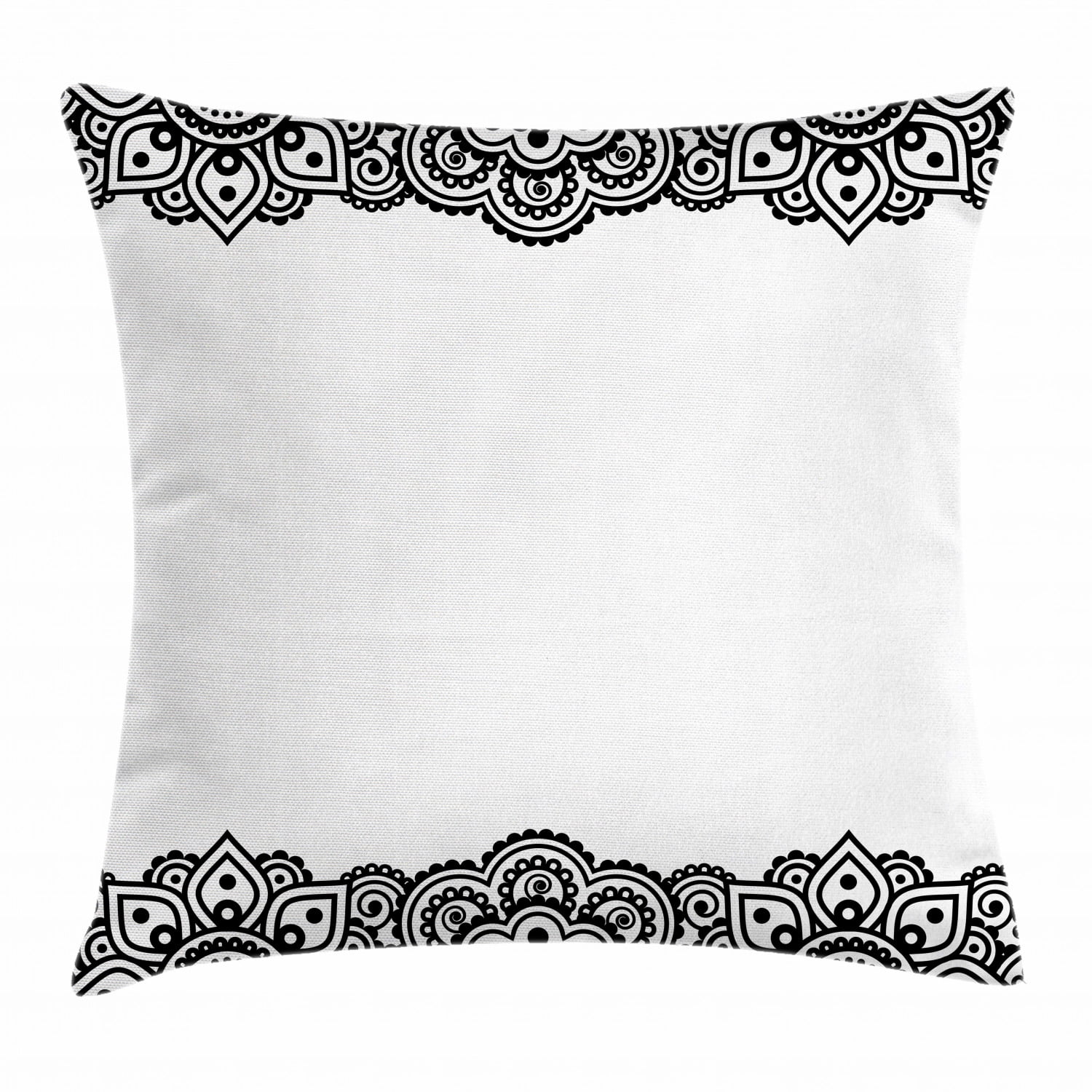 Henna Throw Pillow Cushion Cover, Damask Inspired Border Design ...