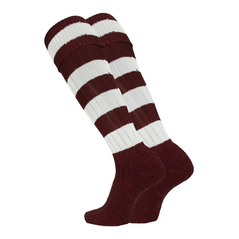 Maroon And White Striped Socks