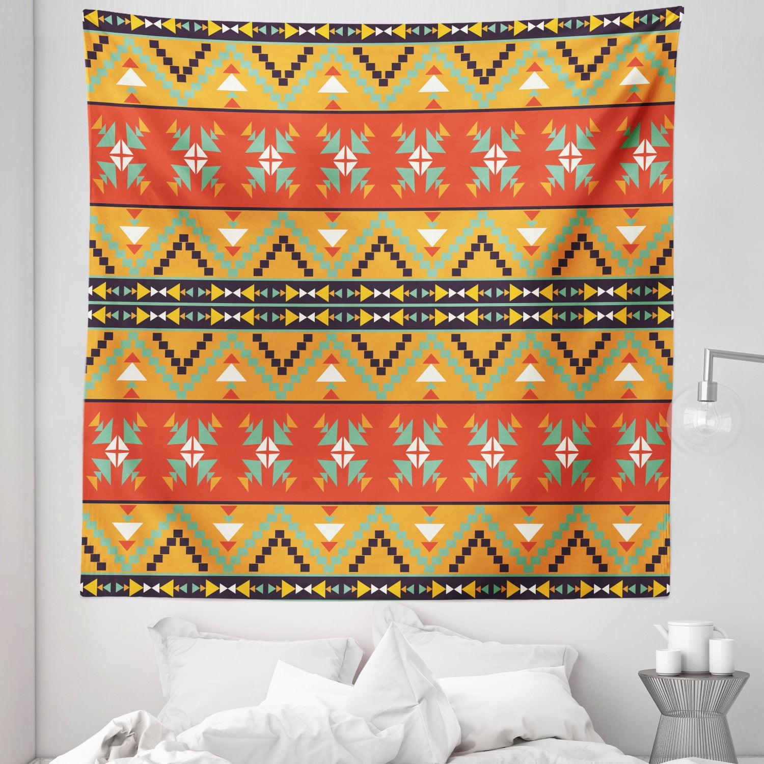 Abstract Tapestry, Colorful Geometric Pattern of Bohemian Motifs ...