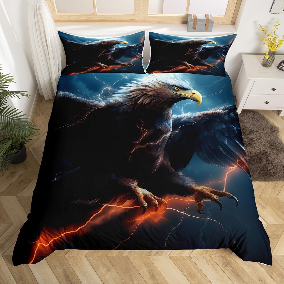 Águila Juego de Funda Nórdica King Size,Neon Lightning Bedding Set,Boys ...