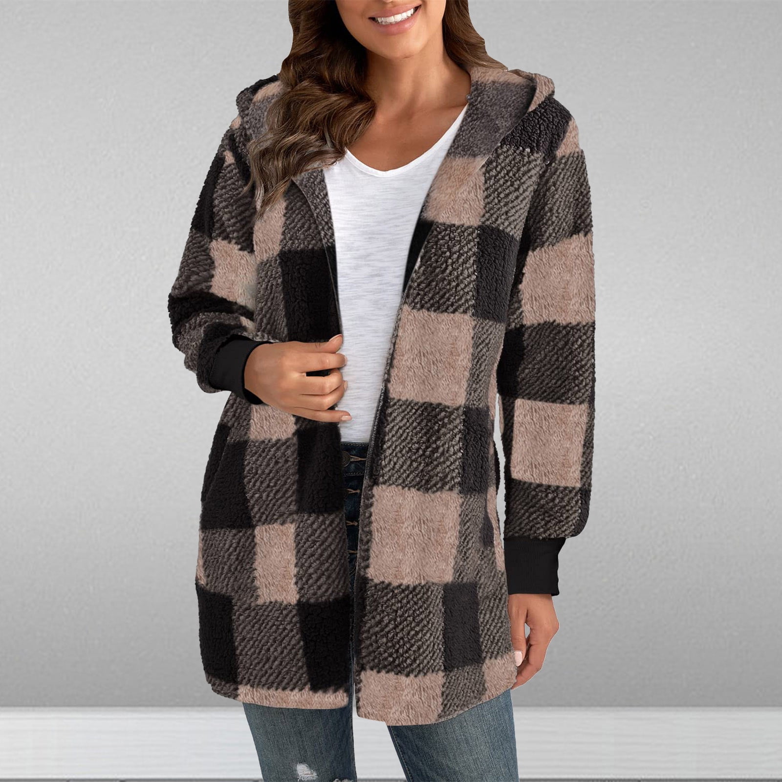 Click here for Uppada Sherpa Jacket For Women Fleece Lined Flanne... prices