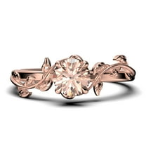 Vine Leaf Ring, Boho & hippie 1.00 Carat Round Cut Morganite And Diamond Moissanite Engagement ...