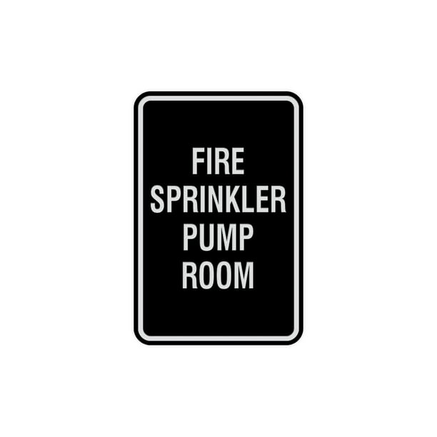 Portrait Round Fire Sprinkler Pump Room Sign (Black / Silver) - Large 6 ...