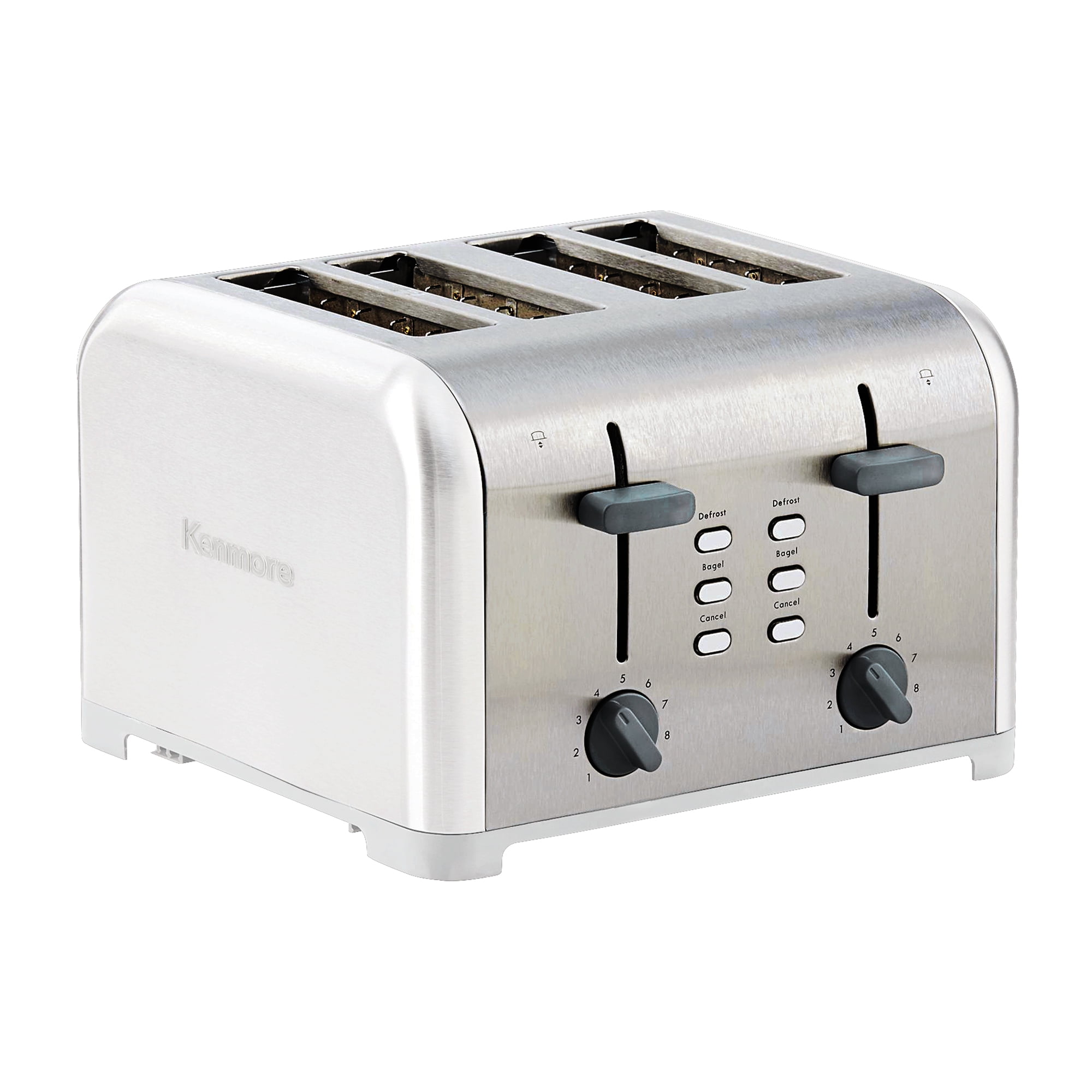 Kenmore 4-Slice Stainless Steel Toaster, Silver and Grey, with Dual ...