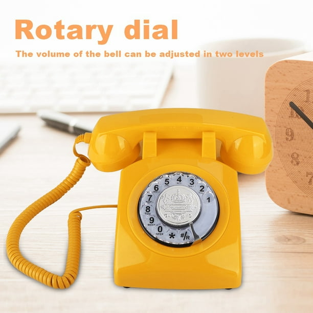Qiilu Retro Rotary Dial Telephone Vintage Landline Telephone Desk Phone ...