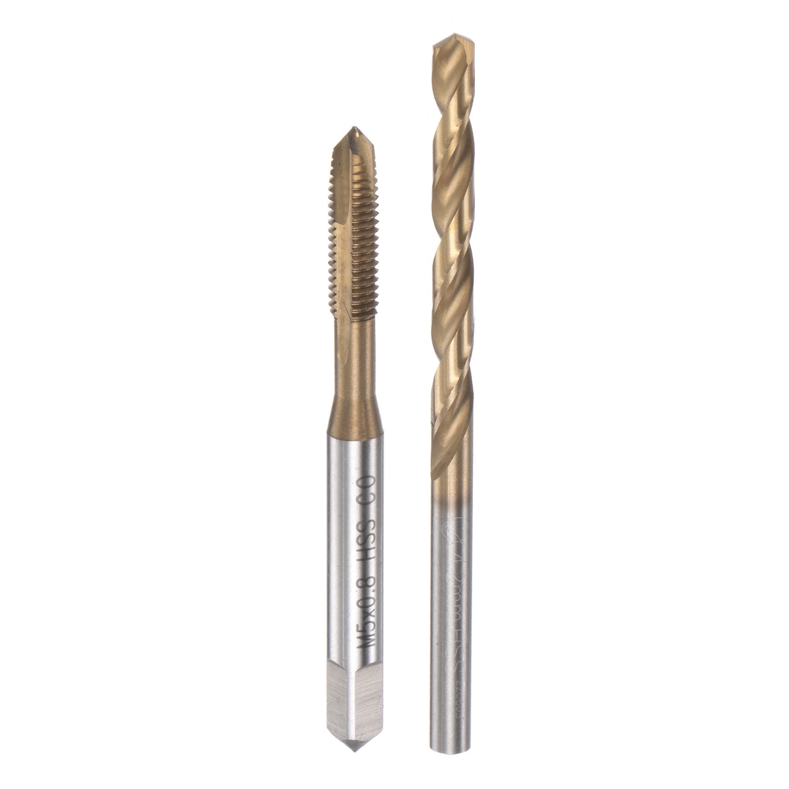 Uxcell M5 x 0.8 Spiral Point Tap 4.2mm Drill Bit Set Cobalt High Speed ...
