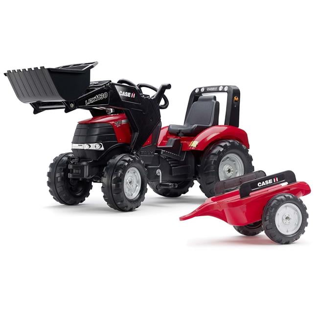 Falk FA996AM Case IH Ride-On Backhoe with Trailer for 3 Year Kids, Red ...
