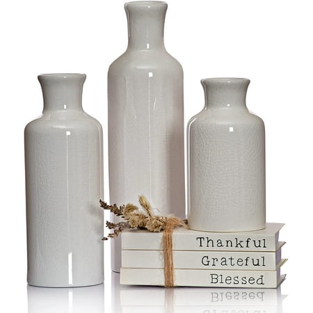 Modern Farmhouse Vase Set of 3 Mantle Decor, White CPDD for Decor ...