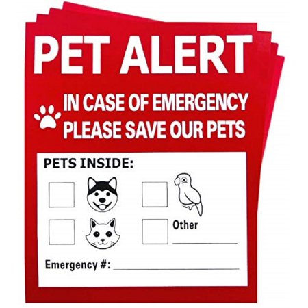 Pet Alert Safety Fire Rescue Sticker - 4 Pack,in Case of Fire Notify ...