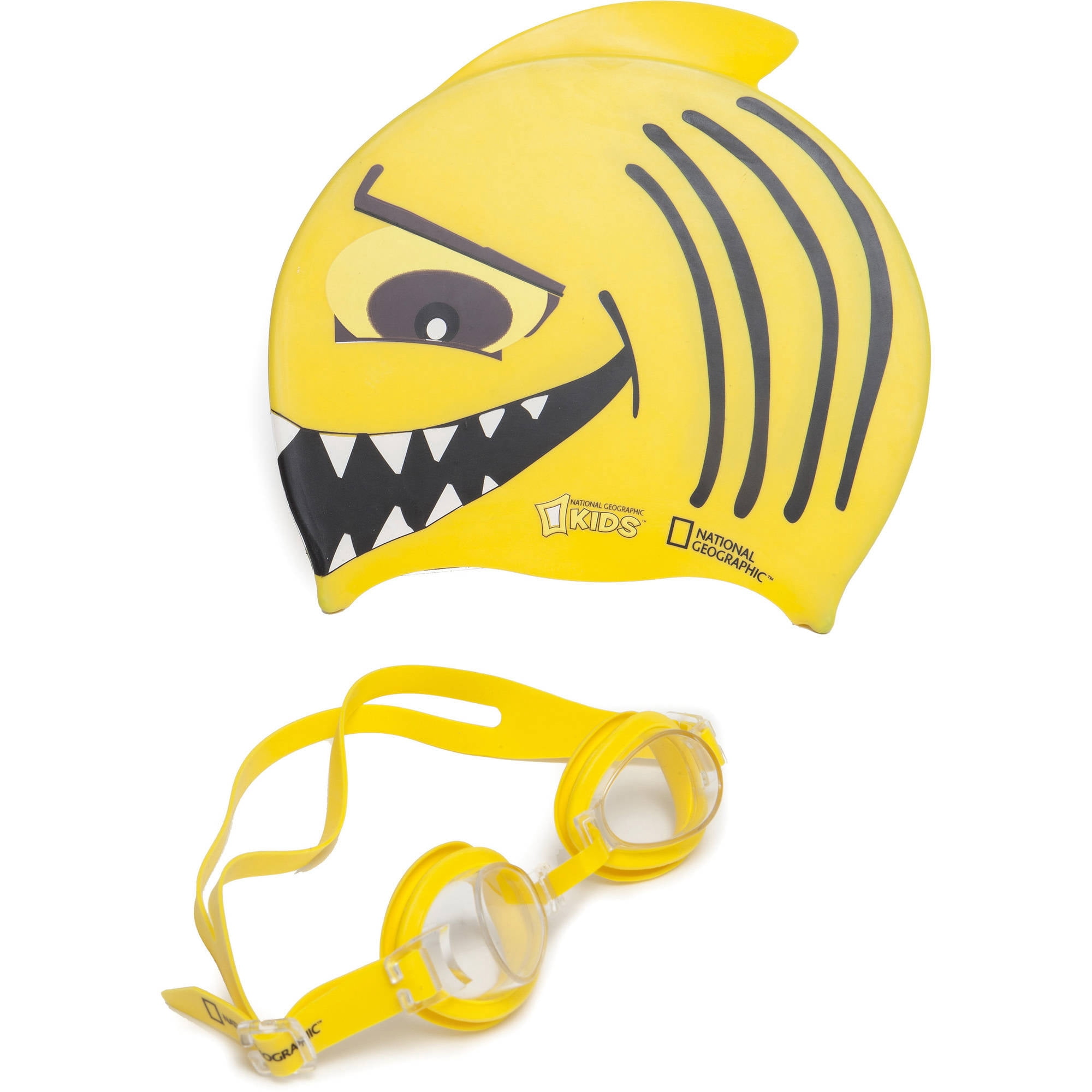 National Geographic Swim Cap and Goggles Set Kids Fish Lids Composite ...