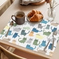 Cartoon Cat Cotton Linen Placemats Set of 1, Colorful Simple Animal ...