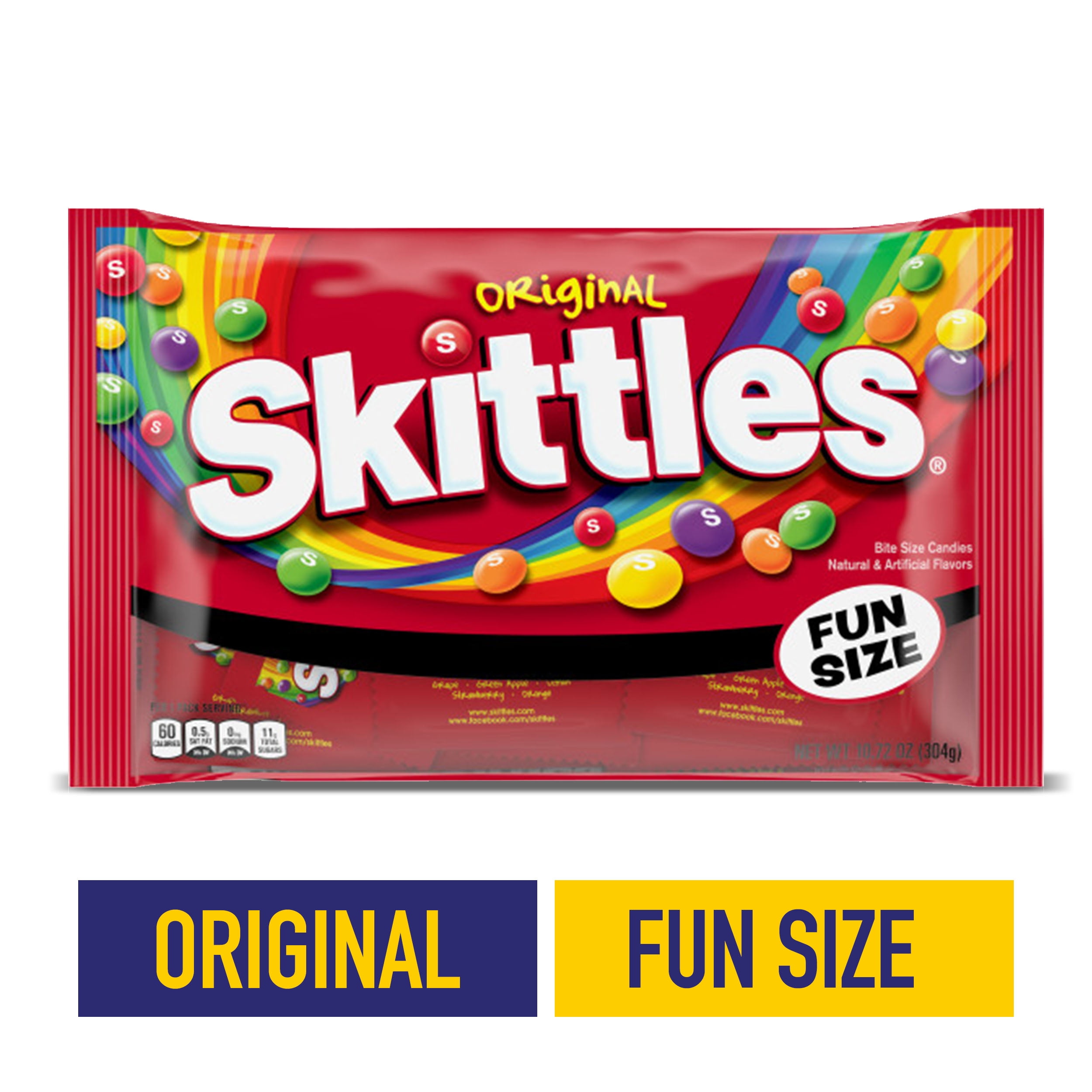 SKITTLES Original Fruit Candy, Halloween FUN SIZE, 10.72 oz bag ...