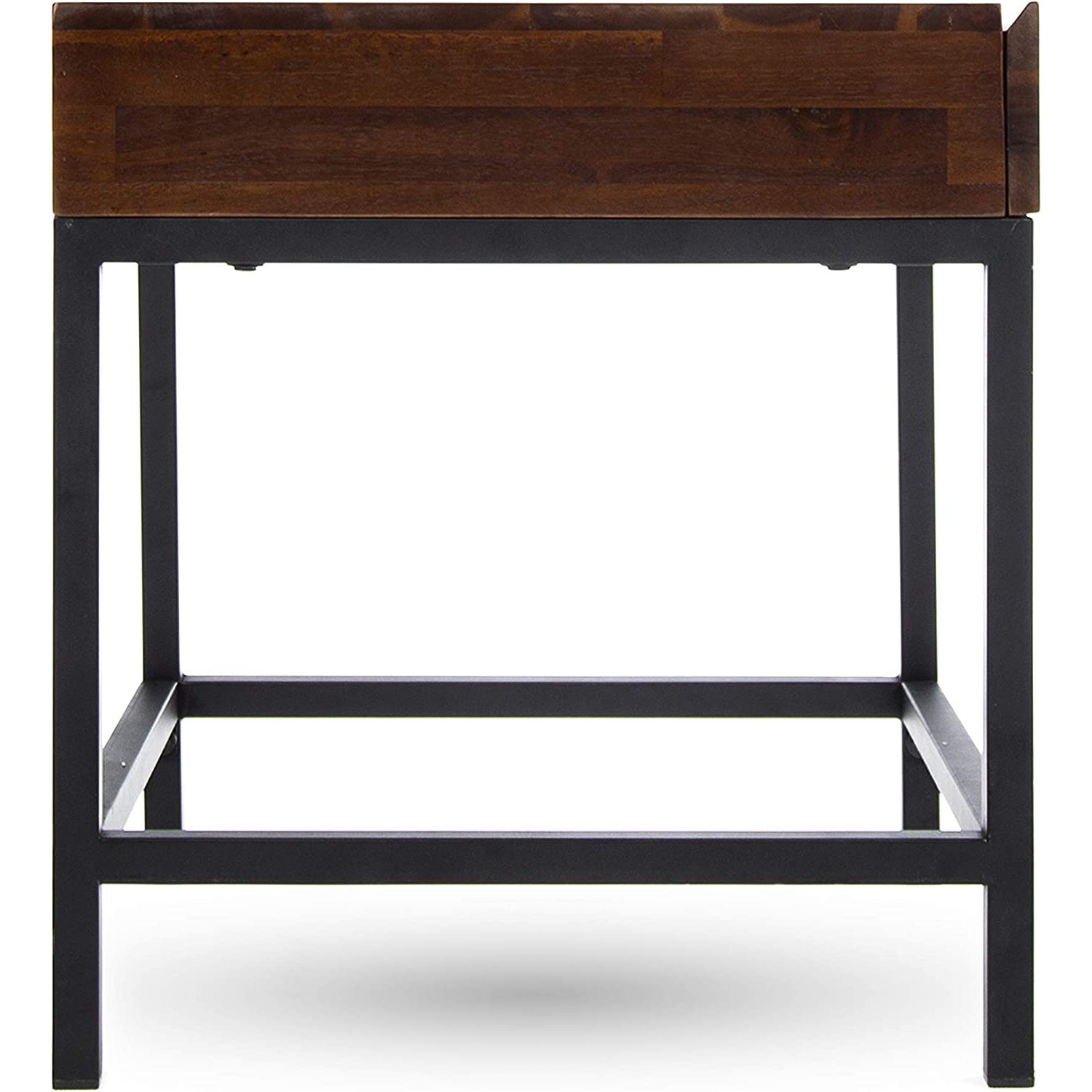 Ebonee Industrial Dark Oak Acacia Wood Storage Side Table with Rustic ...