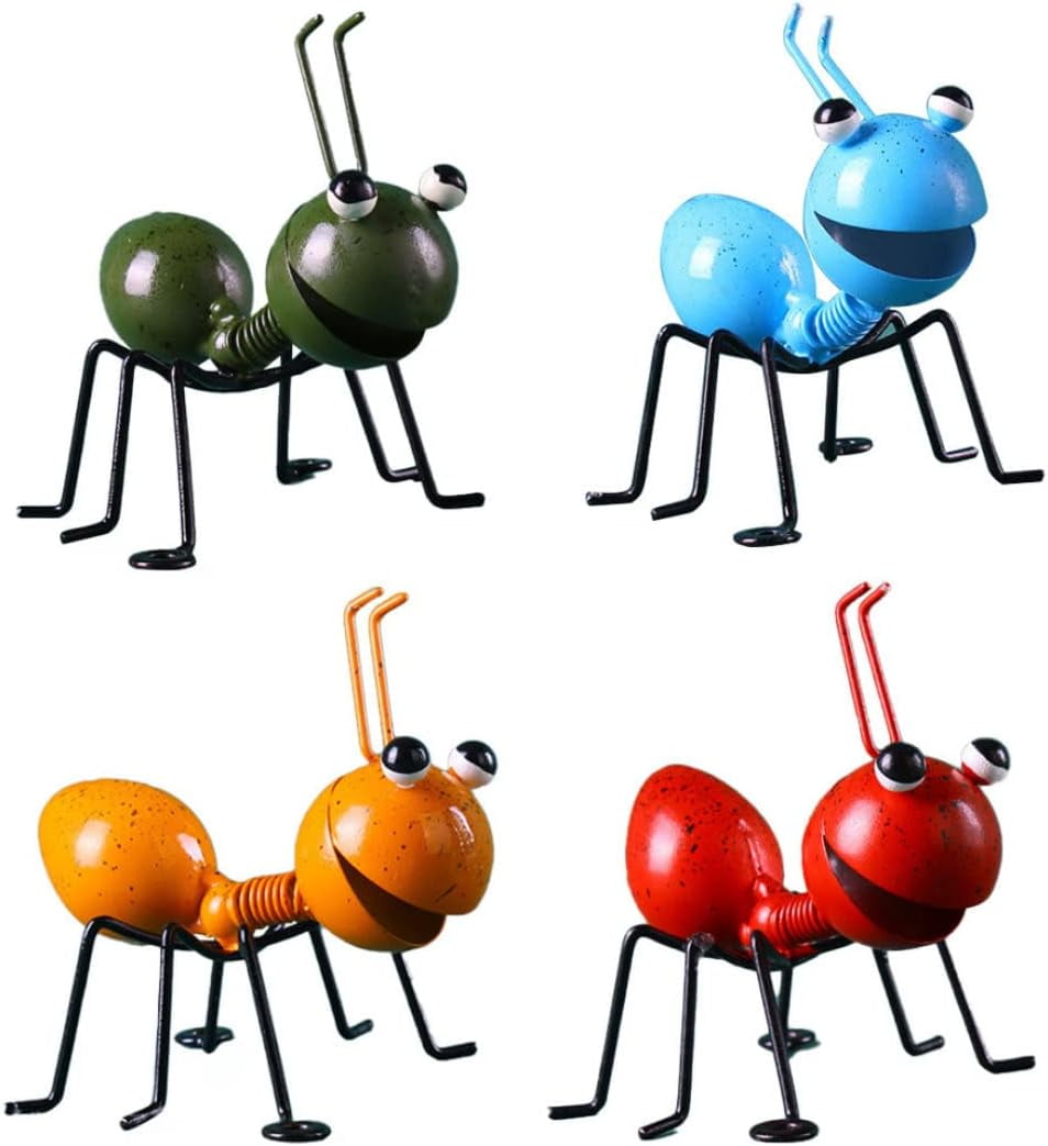 Morttic Metal Ant Ornament Garden Art Metal Ant Sculpture Colorful Cute ...