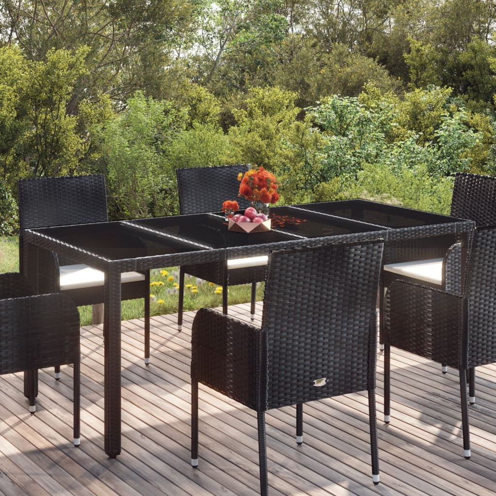 Click here for Vidaxl Garden Table With Glass Top Black 190x90x75... prices