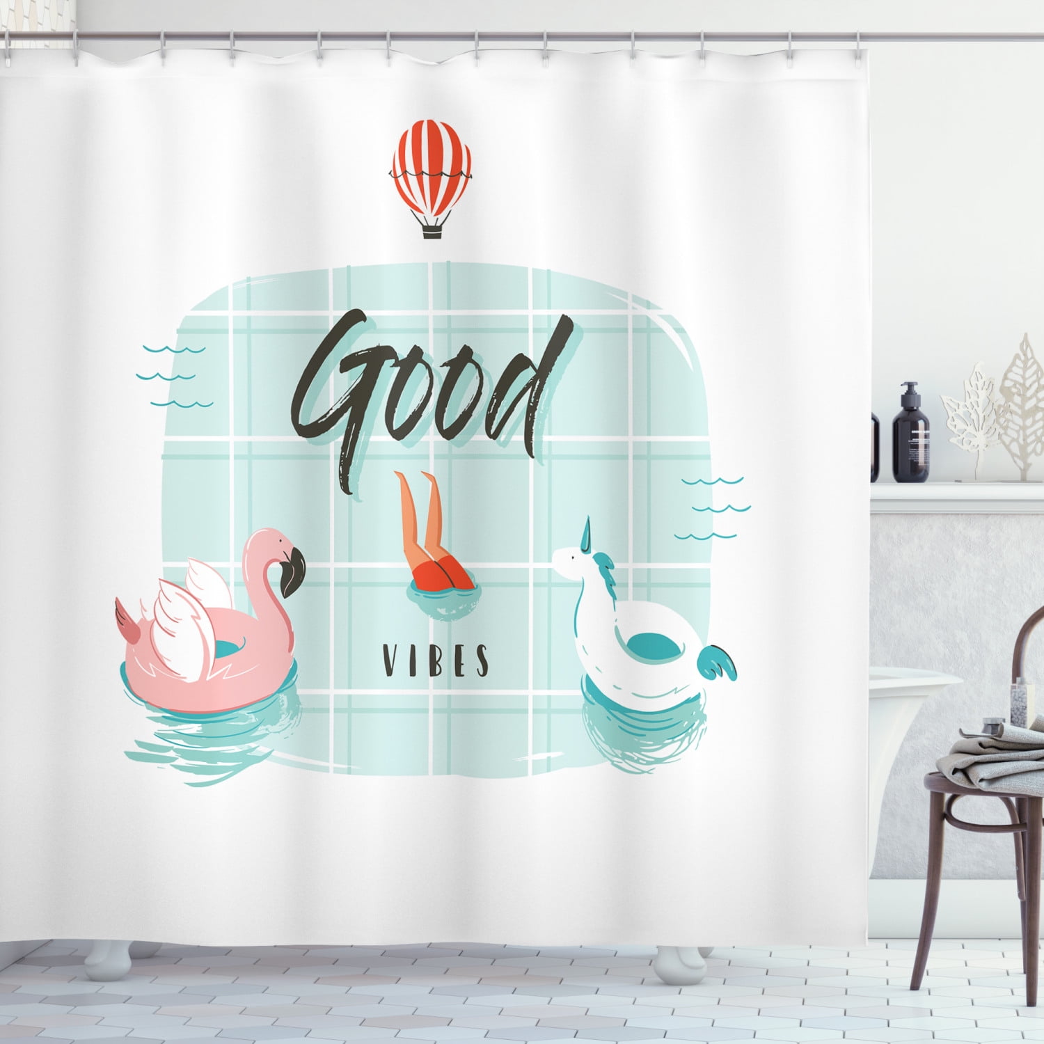 Ambesonne Chill Shower Curtain, Summertime Fun Joy, 69"Wx75"L, Pale ...