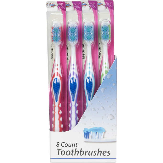 Medium Toothbrush, 8 Count Resale Packaged Assorted colors - Walmart.com