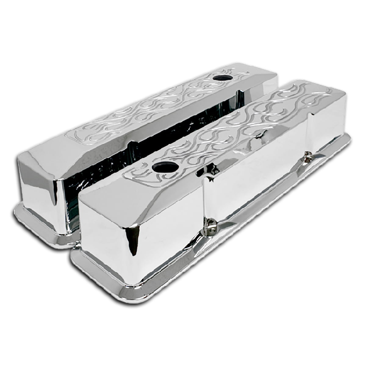 Fits 1958-86 Chevy Small Block Tall Chrome Aluminum Recessed Valve ...