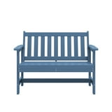 SERWALL Outdoor Bench, 2-Person, Sturdy Aluminum Reinforced Frame, Navy ...