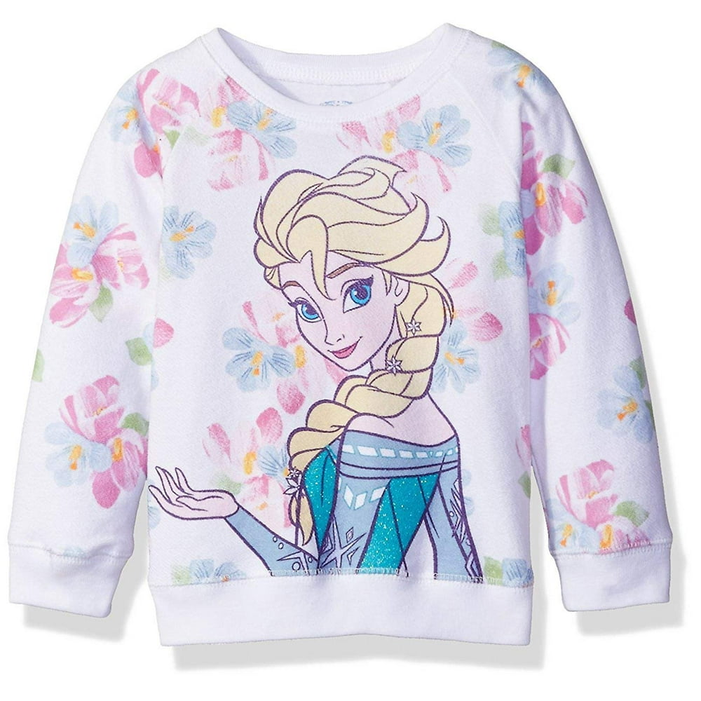 Disney Frozen - disney frozen toddler girl elsa floral sweatshirt ...