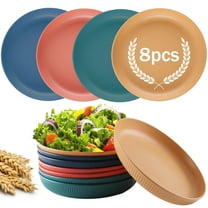 Set of 4 Wheat Straw Plates - Reusable Unbreakable Wheatstraw Plastic ...