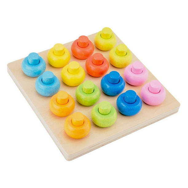 Wooden Preschool Color Sorting Matching Brain Teasers Game Educational ...