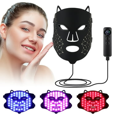 SUWU Blue Red Light Therapy Mask for Face with 7 LED Colors, Collagen ...