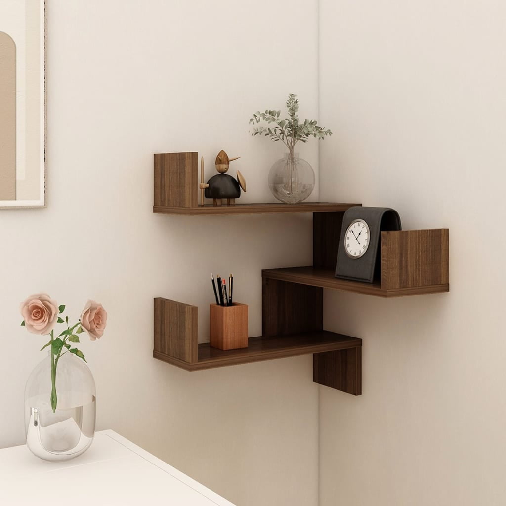 Click here for Vidaxl Wall Corner Shelf Brown Oak 40x40x50 Cm Eng... prices