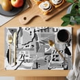 Abstract Art Cotton Linen Placemats Set of 2, Black and White Collage ...