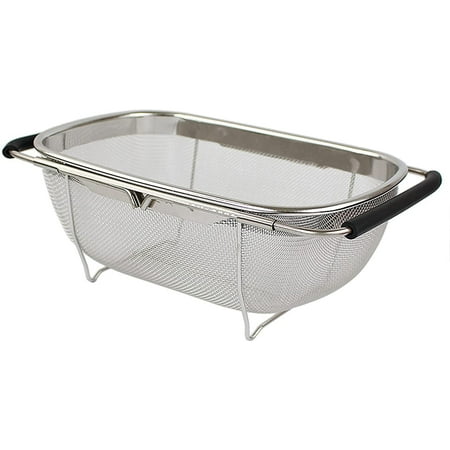 Over The Sink Colander, Stainless Steel Fine Mesh Expandable Oval ...