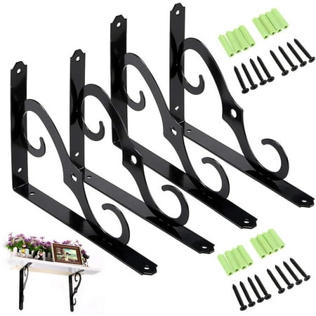 Decorative Wall Shelf Brackets, 4 Pack Heavy Duty Corner Brace Shelf ...