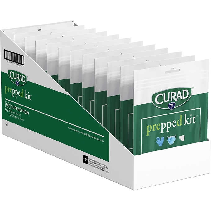 Curad Prepped Kit, First Aid Essential PPE Kit, 9 Pieces, 12 Total ...