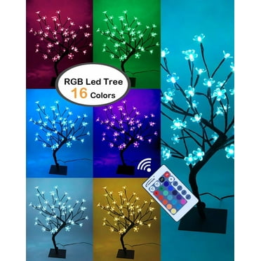 Lightshare 18-inch Crystal Flower LED Bonsai Tree, Pink Light - Walmart.com