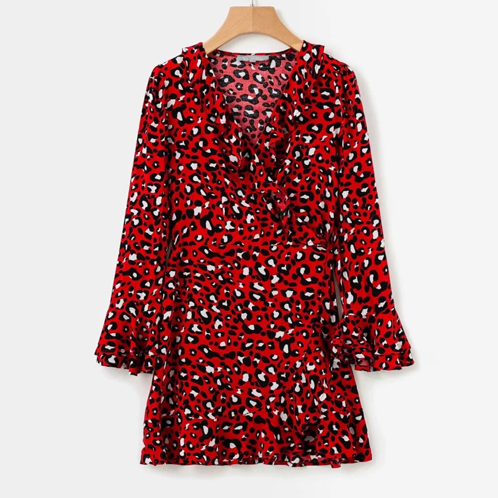 Yotyukeb Summer Dresses For Women 2022 Womens Sexy V Neck Leopard