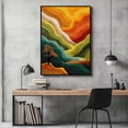 Colorful Quilt Landscape Wall Art, Vibrant Textile Mountain Print, Faux ...
