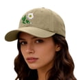 Baseball Cap Flower Embroidered Washed Cotton Adjustable Buckle Unisex ...