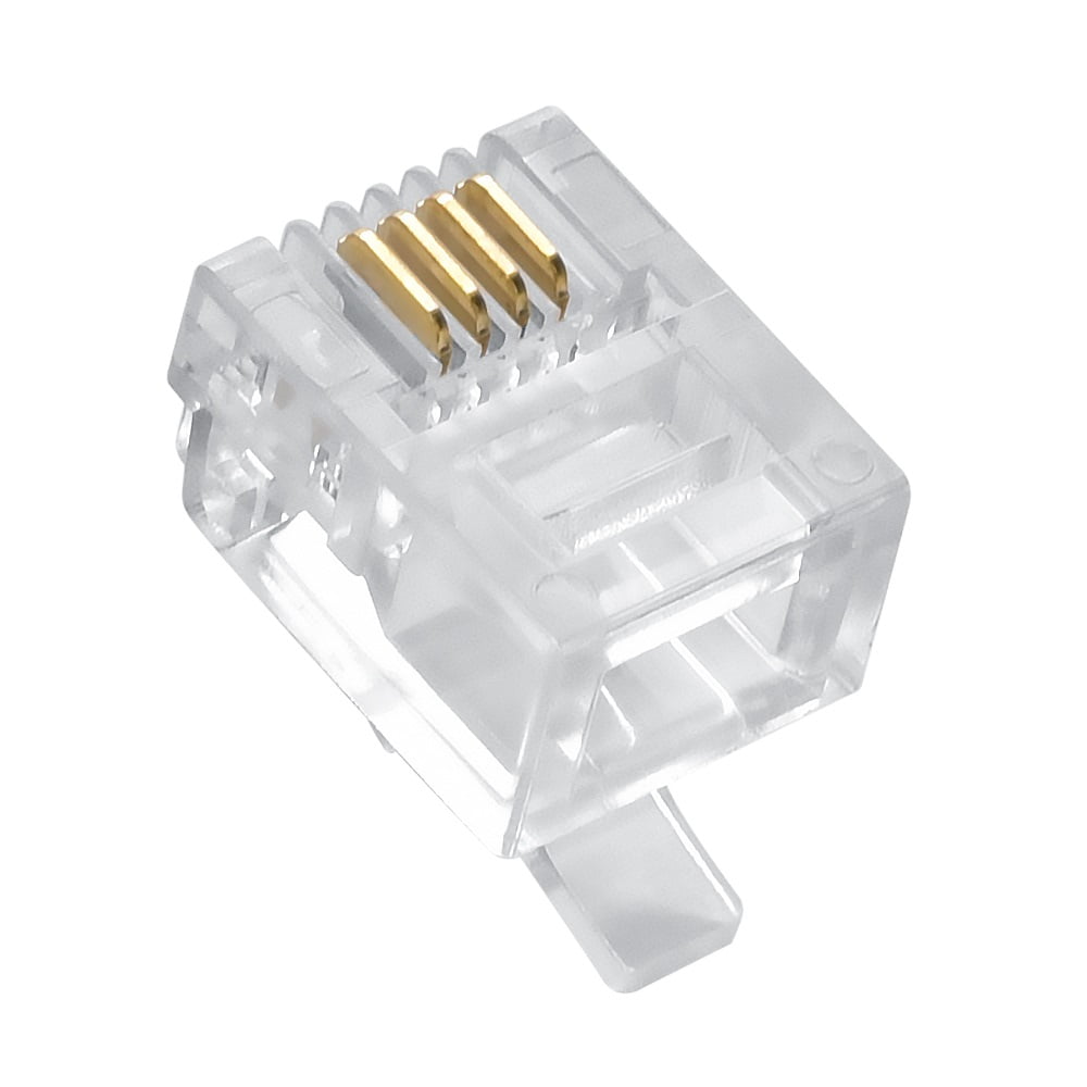 RJ22 4P4C Connectors Telephone Modular Plug for Handset Flat Stranded ...