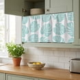 Aqua Monstera Leaf Cabinet Curtains for Kitchen 10"W x 11"L, Summer ...