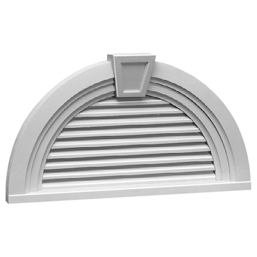 36"W x 18 9/16"H x 3"P Half-Round Louver with Decorative Trim ...