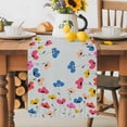 Burlap Table Runner 60 Inches Long, Abstract Spring Flowers Leaves Non ...