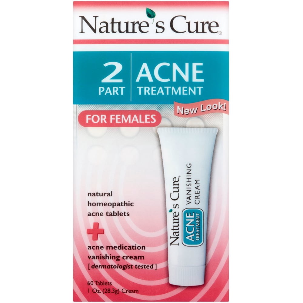 Nature's Cure 2 Part Acne Treatment for Females 60 tablets 1 oz Cream ...