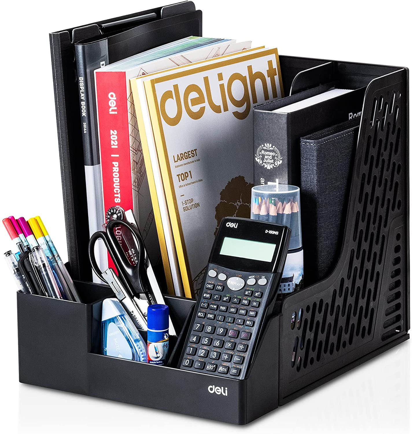 Deli Magazine File Book Holder, 3 Compartments, Black - Walmart.com