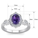 SuperJeweler 1 1/2 Carat Oval Shape Amethyst and Halo Diamond Ring In ...