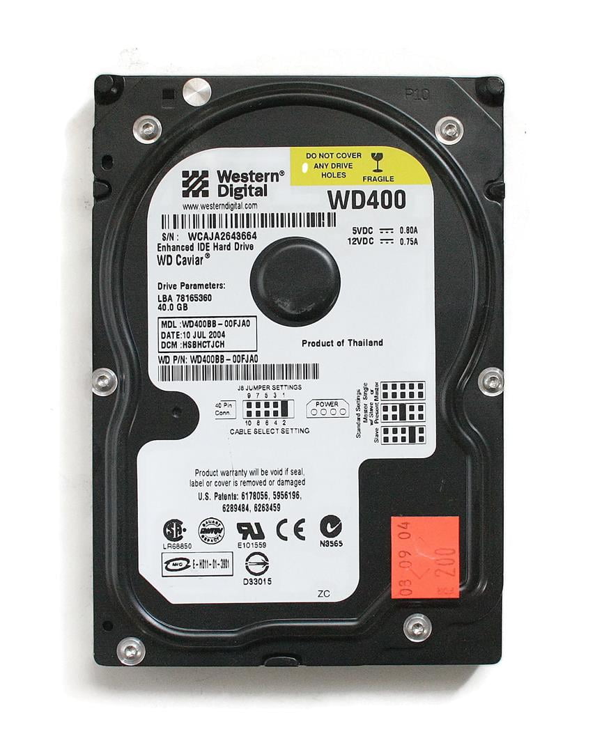 HDD, 40GB, WD400BB-00FJA0, 10JUL2004, DCM:HSBHCTJCH,(4077) - Walmart.com