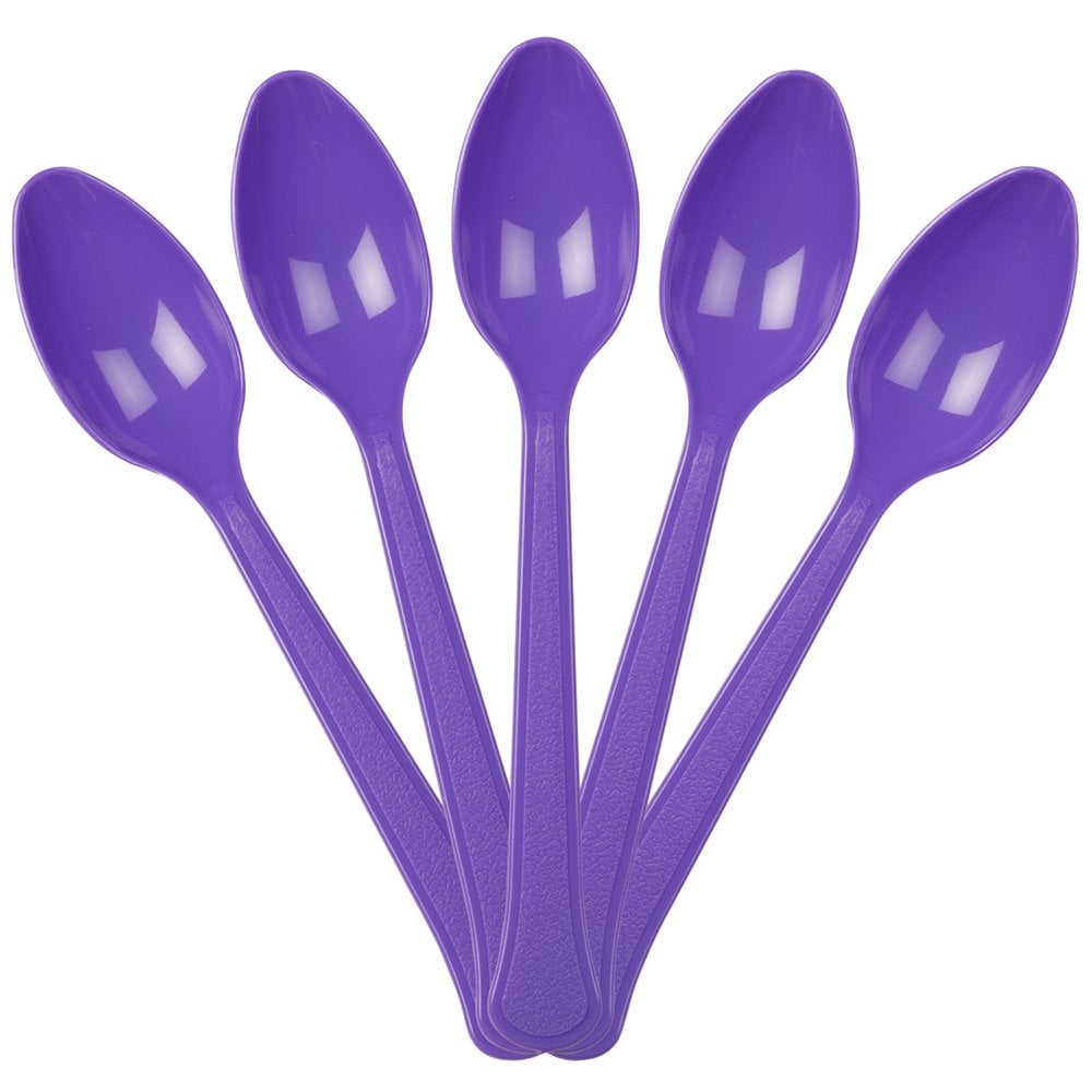 JAM PAPER Premium Utensils Party Pack - Plastic Spoons - Bright Purple ...