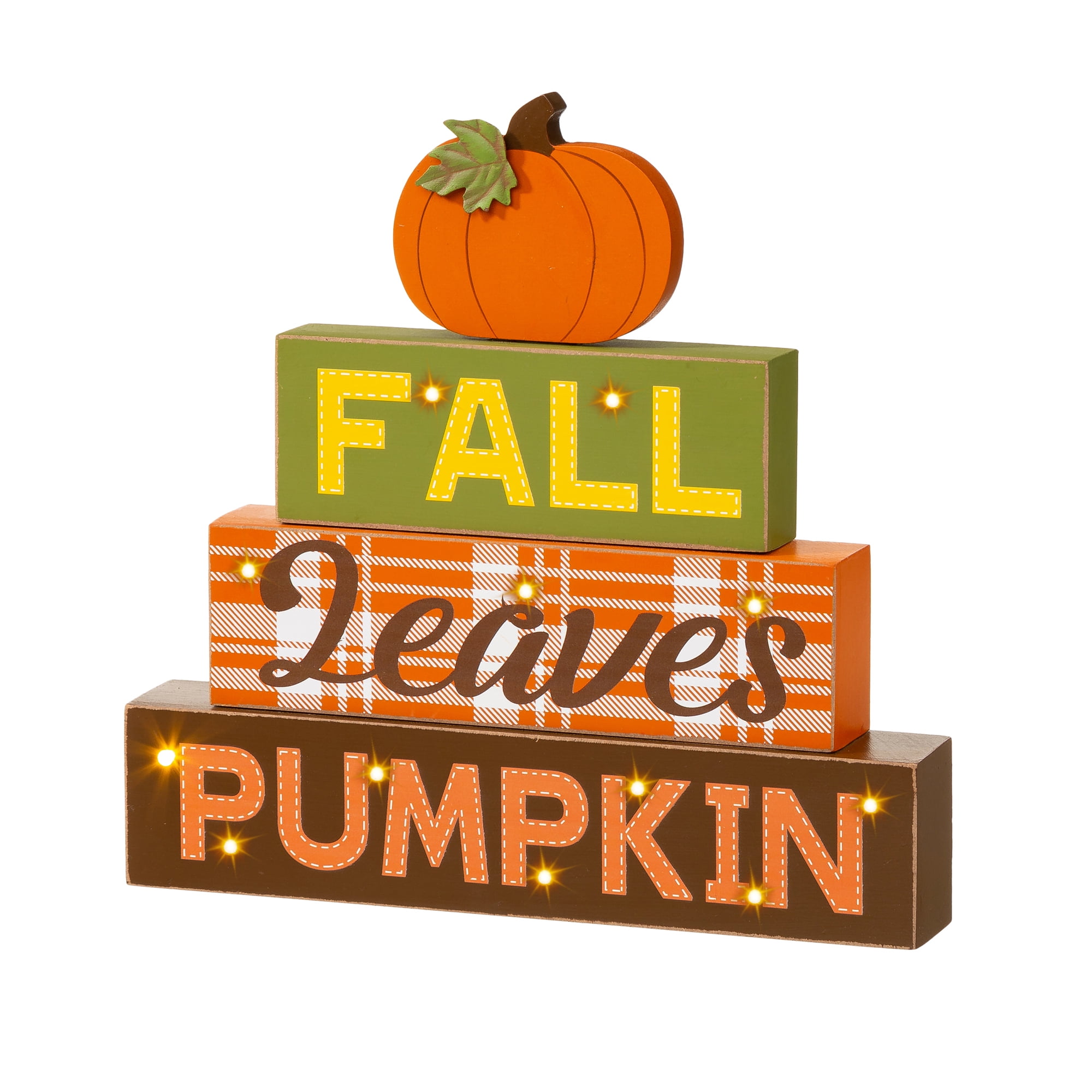 Glitzhome LED Lighted Fall Wooden Block Word Sign - Walmart.com