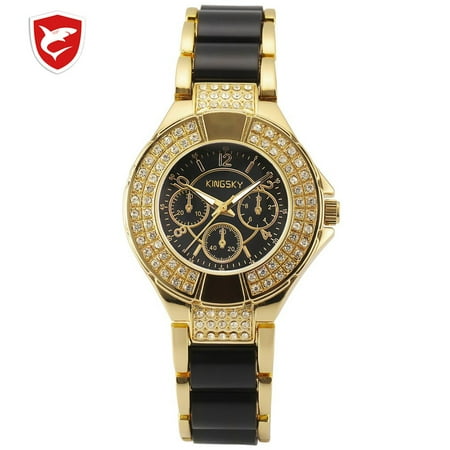 LUNACreative Couple Clock Half Circle Rhinestone Dial Watches Women Men ...