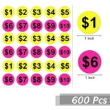 600pcs Yard Garage Sale Price Stickers 1inch Flea Market Pre-Printed ...