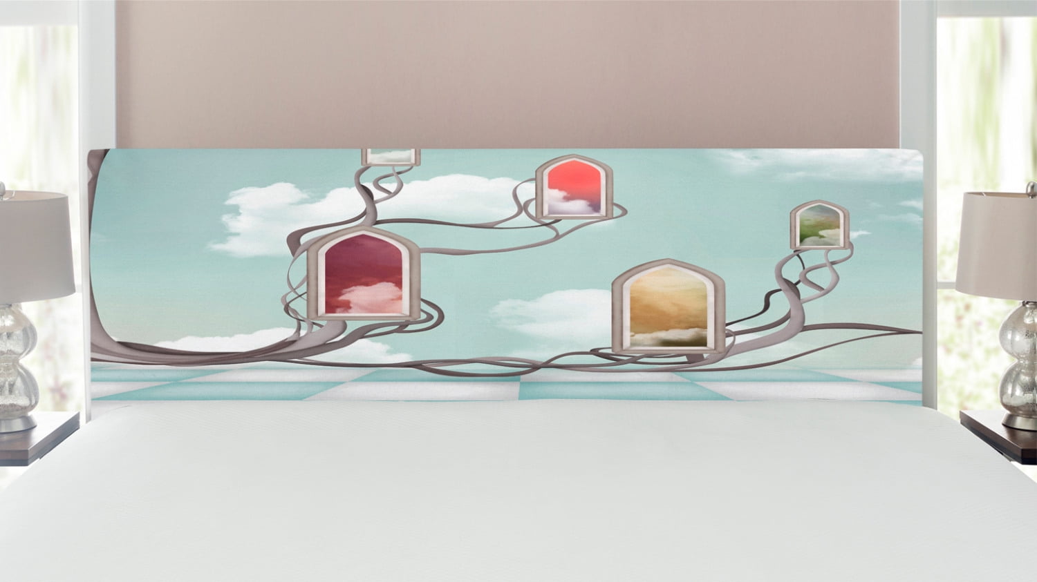 Magic Headboard, Colored Mirrors over Tree Branch Clouds Dream Room Sky ...