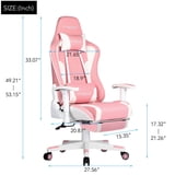 GTRACING Gaming Chair with Bluetooth Speakers, Footrest, Pink Leather ...